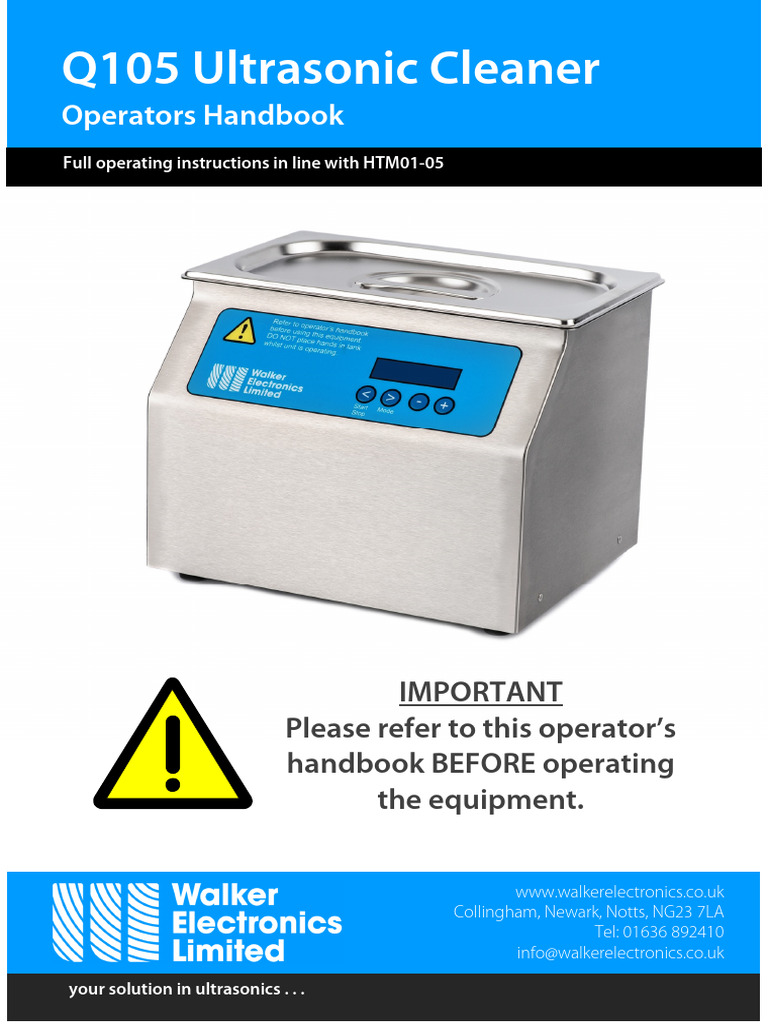 Ultrasonic Cleaner Model Q105 Operators Handbook Version 13 | PDF ...