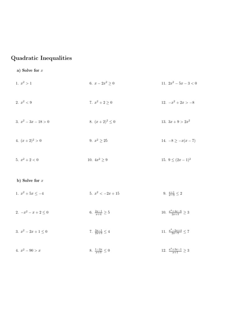 Solving Quadratic Inequalities Guide | PDF