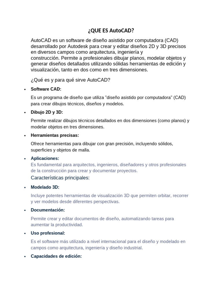 Qué es y para qué sirve AutoCAD | PDF