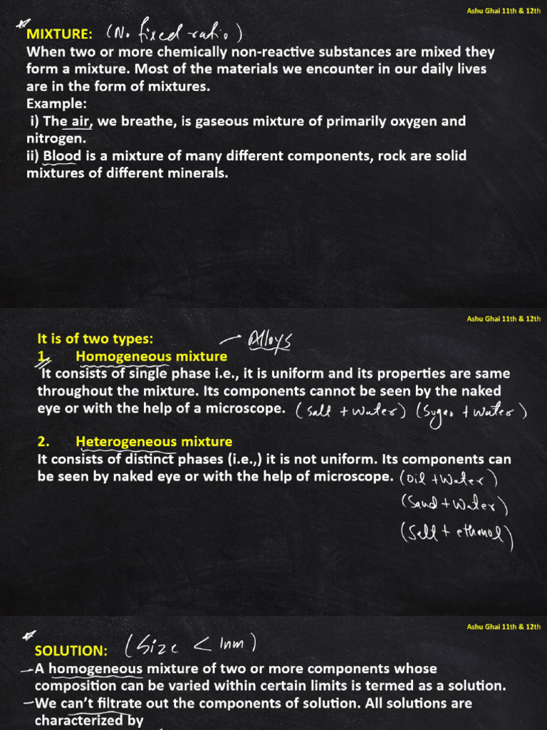 Solutions Chemistry Ch-1 | PDF