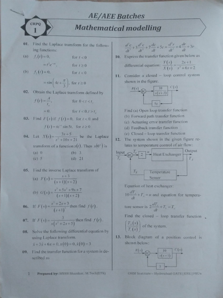 Laplace Transform and Control Systems Analysis | PDF | Control Theory ...