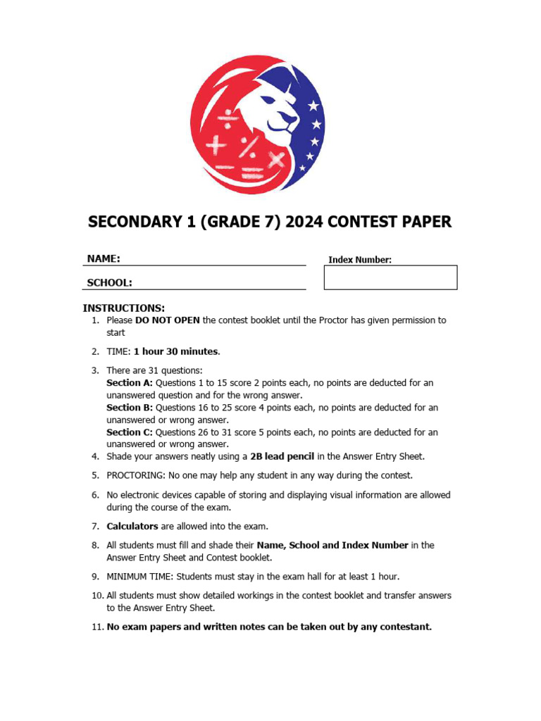 Grade7 Singa2024 | PDF