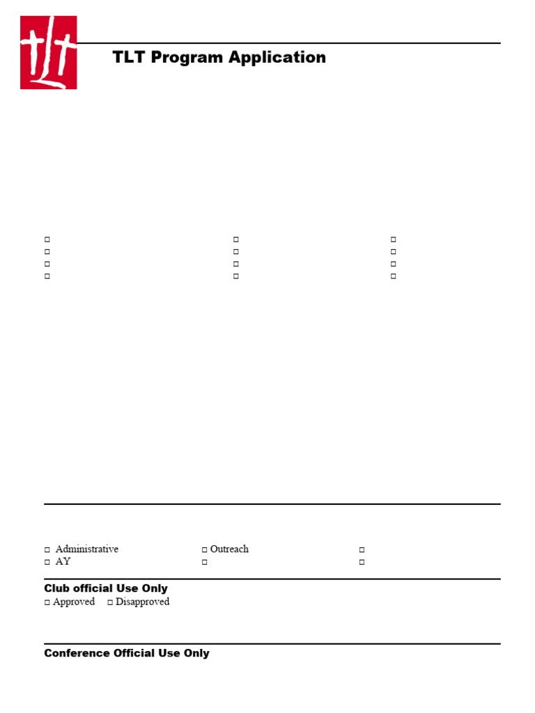 TLT Program Application Form | PDF | Abrahamic Religions