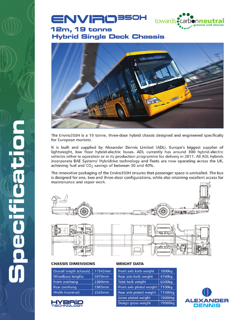 Hybrid Single Deck Chassis Specs | PDF | Steering | Axle