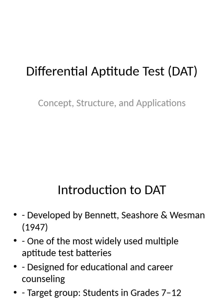 Overview of Differential Aptitude Test | PDF