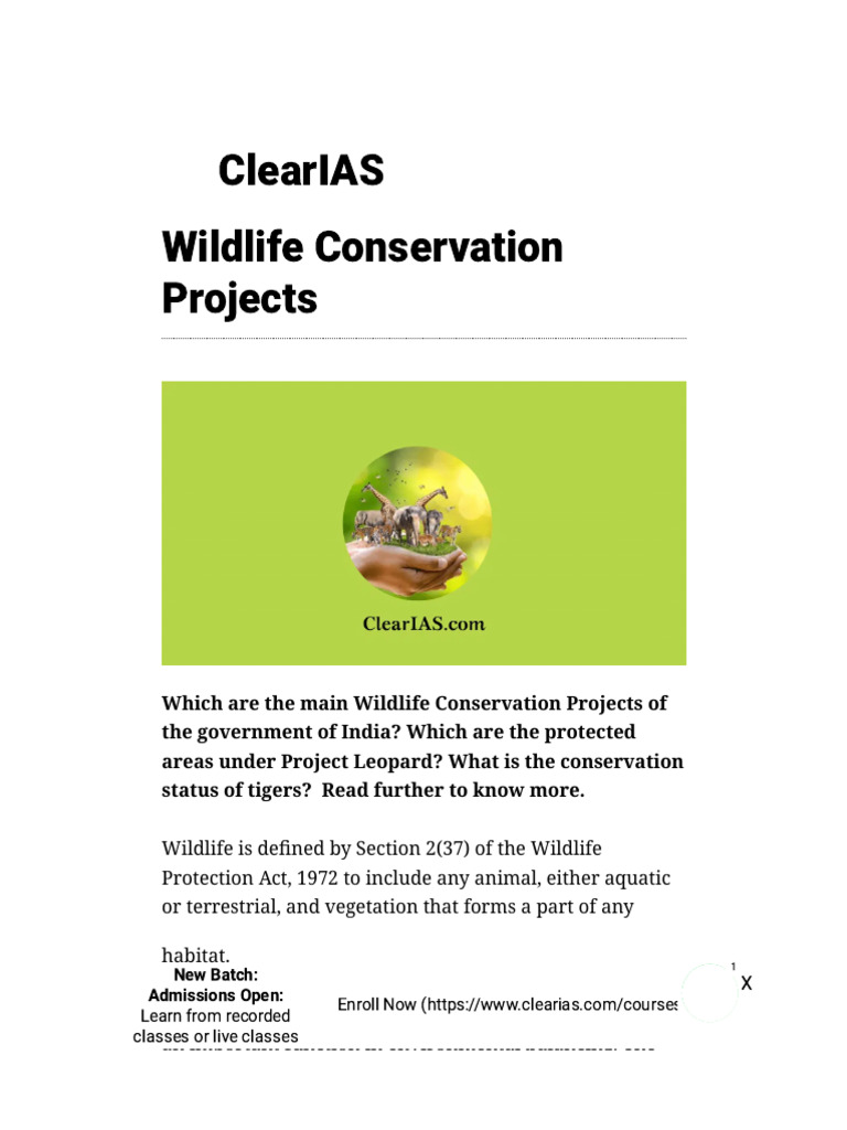 Wildlife Conservation Projects - ClearIAS | PDF | Rhinoceros | Endangered Species