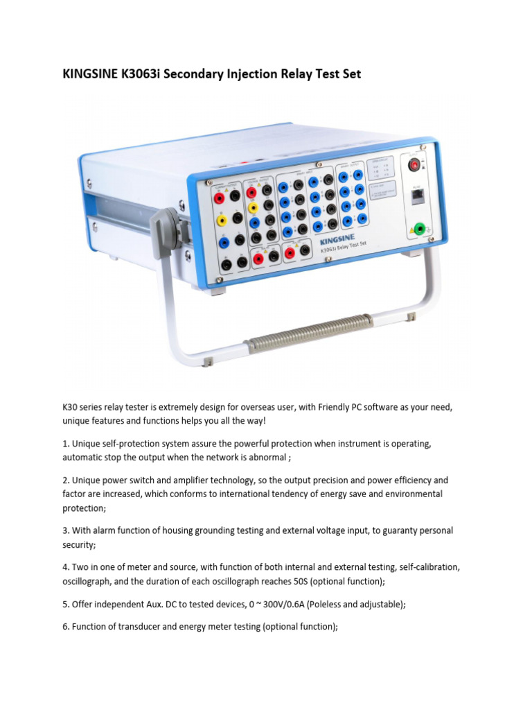 KINGSINE K3063i Secondary Injection Relay Test Set Datasheet | PDF ...