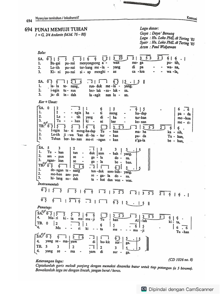 MB 694 Punai Memuji Tuhan | PDF