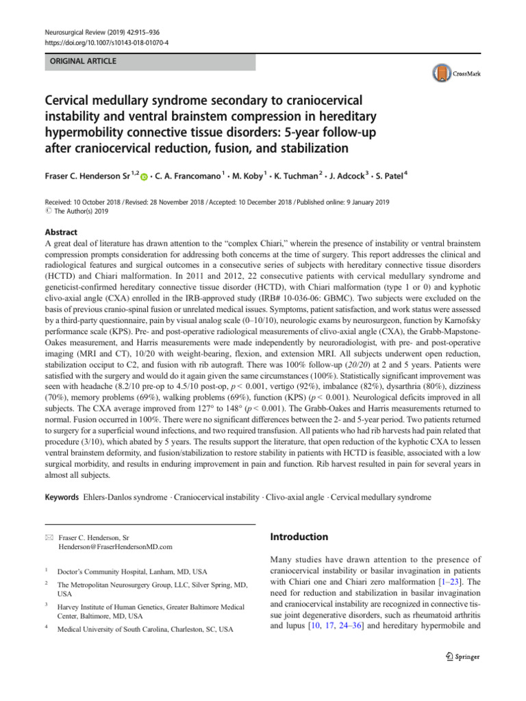 Cci Instability and Ventral Brainstem Compression in ...