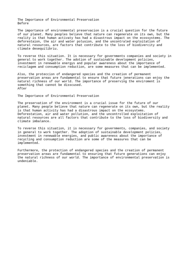 Importance of Environmental Preservation | PDF
