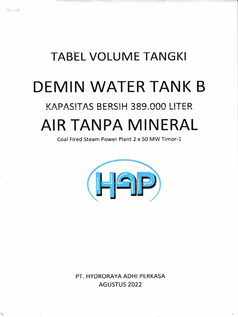 Tabel Volume Tanki | PDF