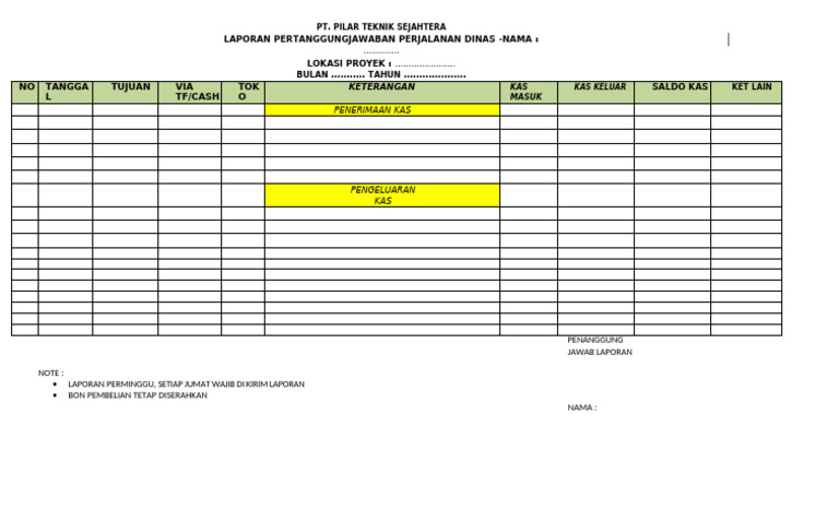 Form Laporan Kas | PDF
