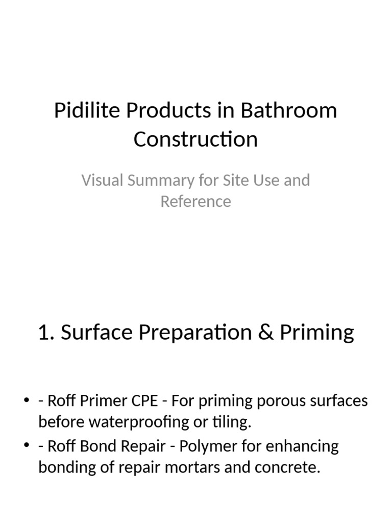 Pidilite Bathroom Construction Products | PDF