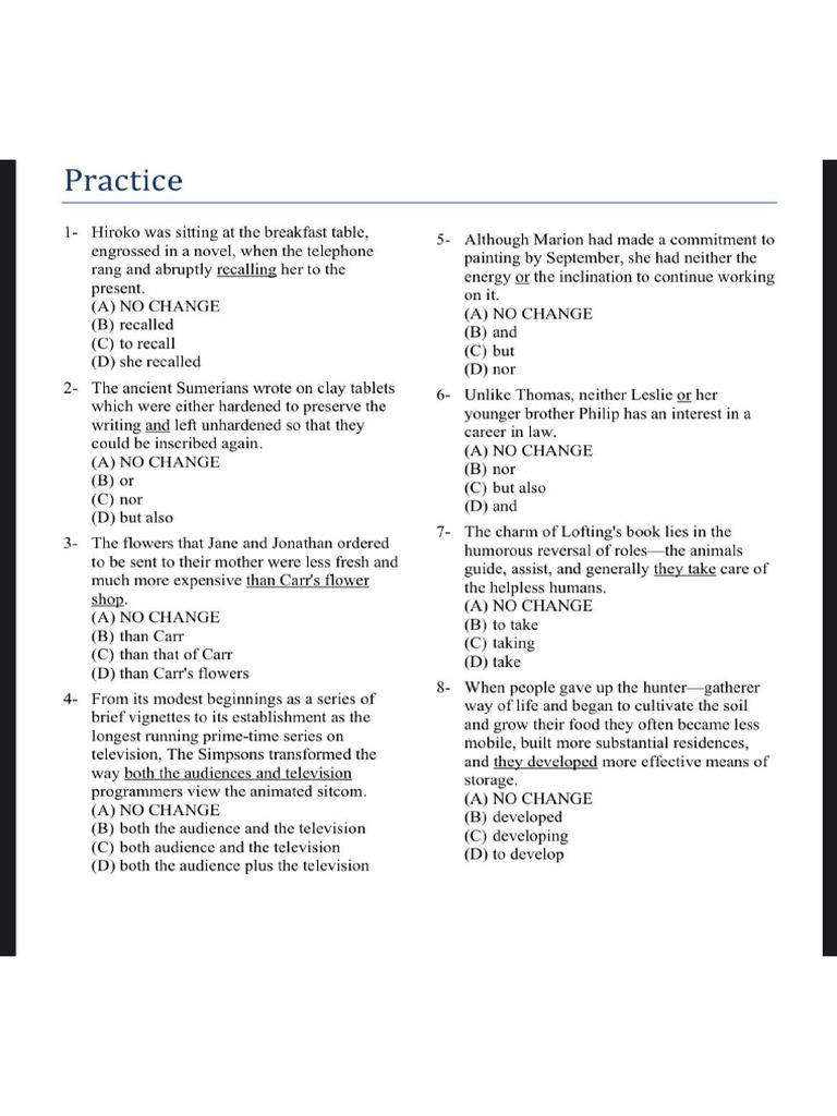 Parallelism Worksheet | PDF