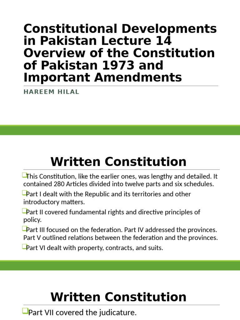 Overview of Pakistan's 1973 Constitution | PDF | Federally Administered ...