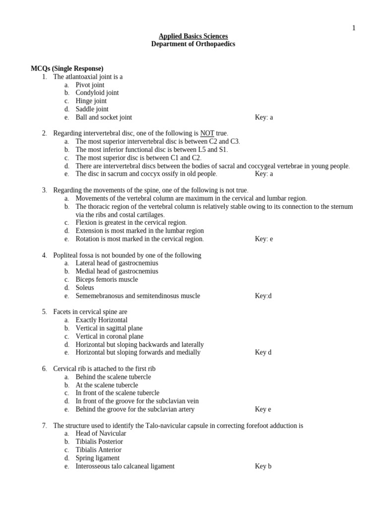Applied Basic Sciences 2008 | PDF | Vertebra | Musculoskeletal System