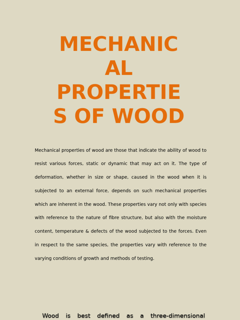 Mechanical Properties of Wood Explained | PDF | Wood | Strength Of ...