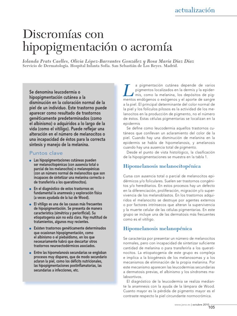 Piel y Discromias | PDF | Condiciones cutáneas | Piel