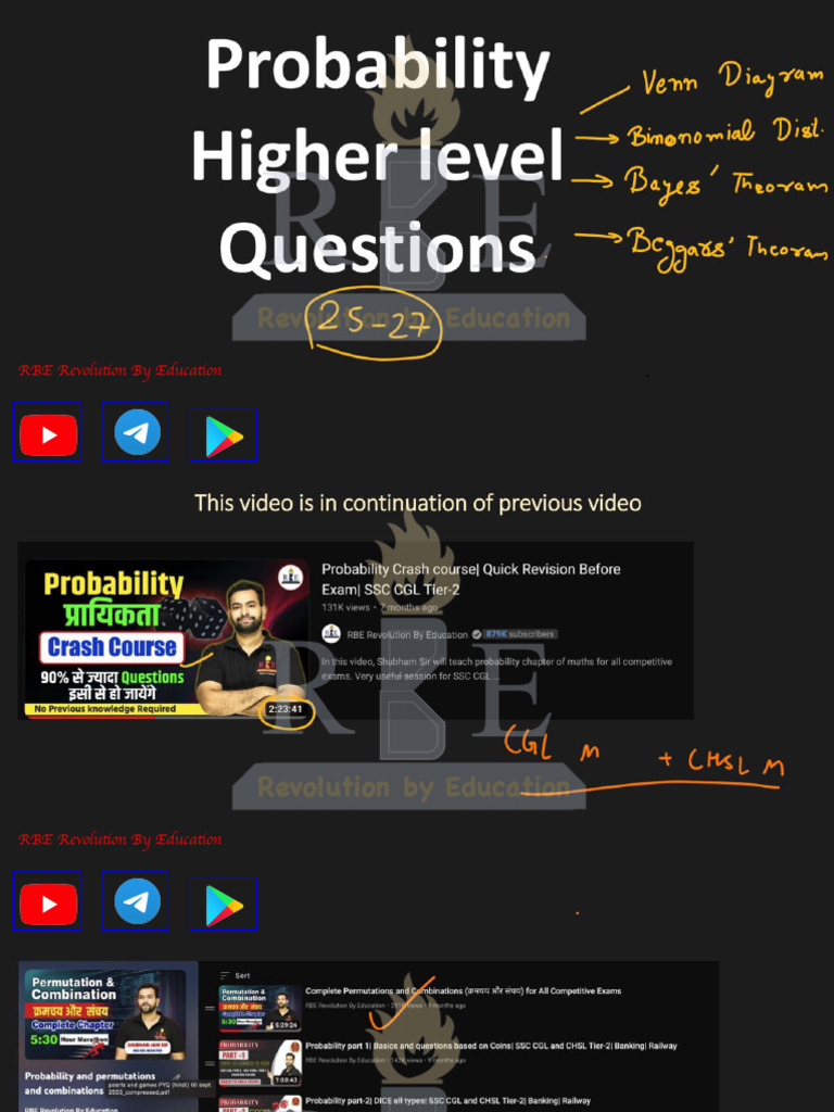 Advanced Probability Part 7 Binomial Distribution, Bayes Theoram | PDF