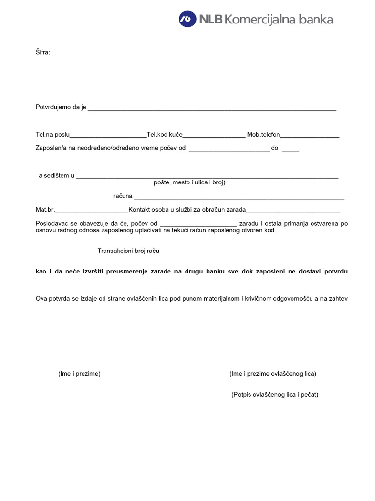 Potrebna Dokumentacija Stanovnistvo Racuni | PDF