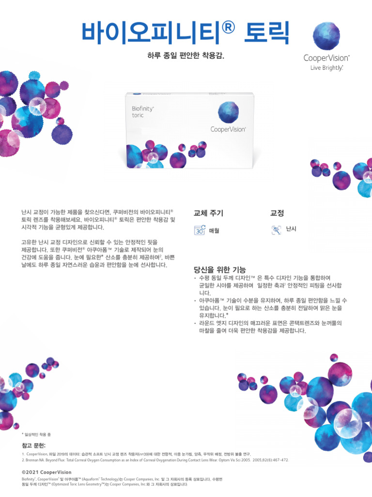 Coopervision KR Biofinitytoric Product Reminder | PDF