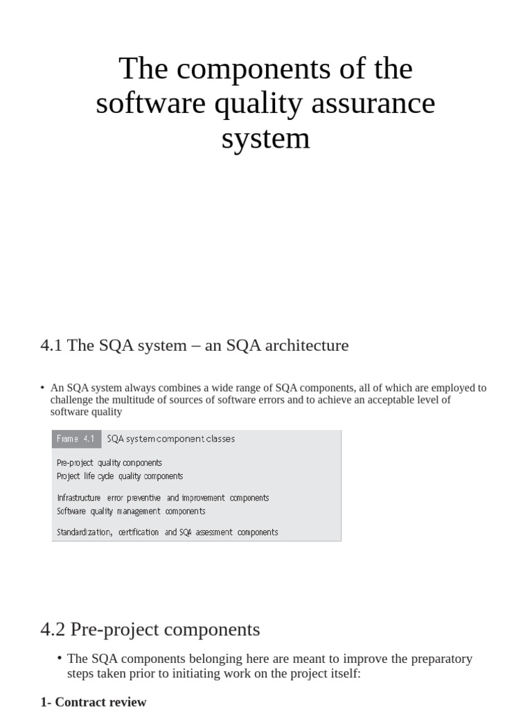 Lec 4 The Components of The Software Quality Assurance System | PDF ...