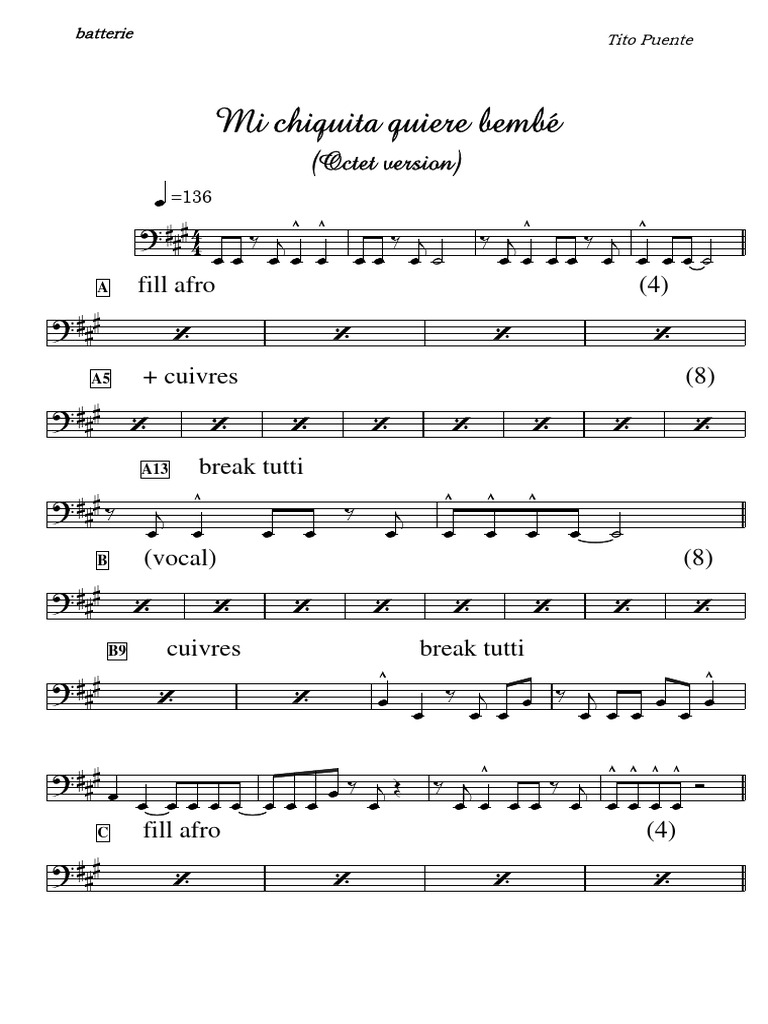 Partitura de "Mi chiquita quiere bembé" | PDF