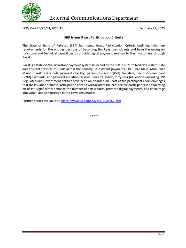 Raast Pr 22 Feb 2025 | PDF