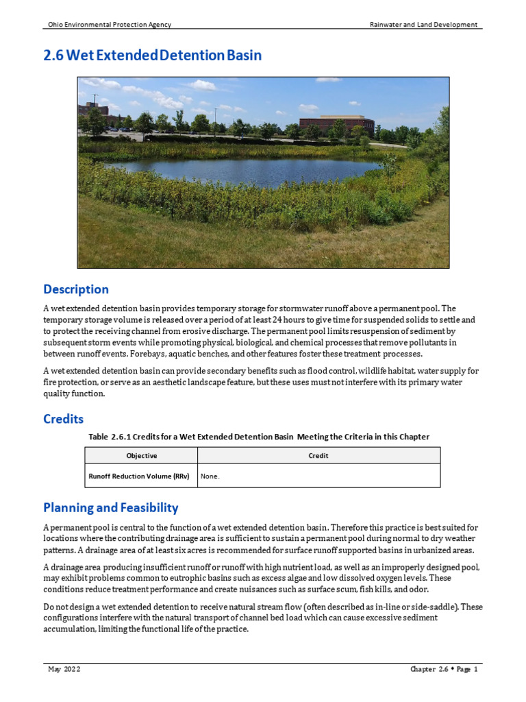 Wet Extended Detention Basin Design Guide | PDF | Surface Runoff ...