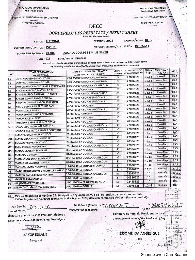 Examen BEPC | PDF