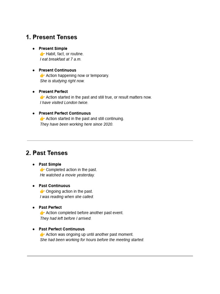 Understanding English Tenses Explained | PDF
