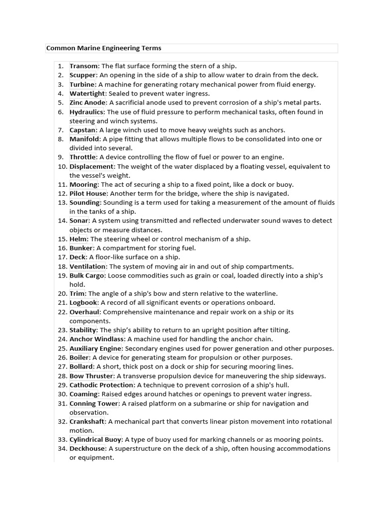 Essential Marine Engineering Terms | PDF | Ships | Stern