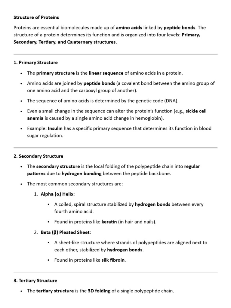 Structure of Proteins | PDF | Amino Acid | Proteins