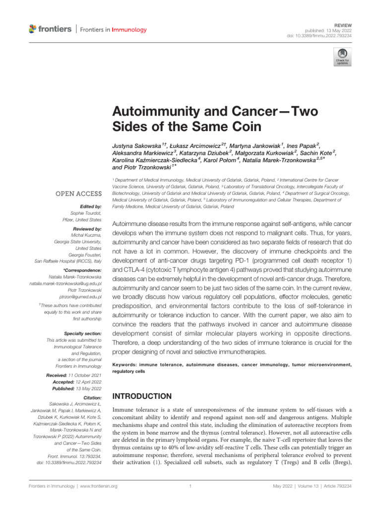 Fimmu 13 793234 | PDF | Immune Tolerance | T Cell