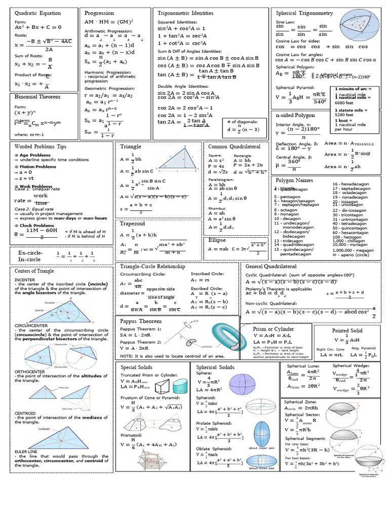 All CE Formulas | PDF | Triangle | Trigonometry