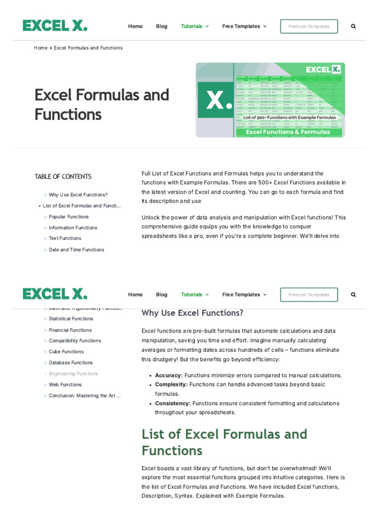 List of Excel Formulas and Functions | PDF | Spreadsheet | Microsoft Excel