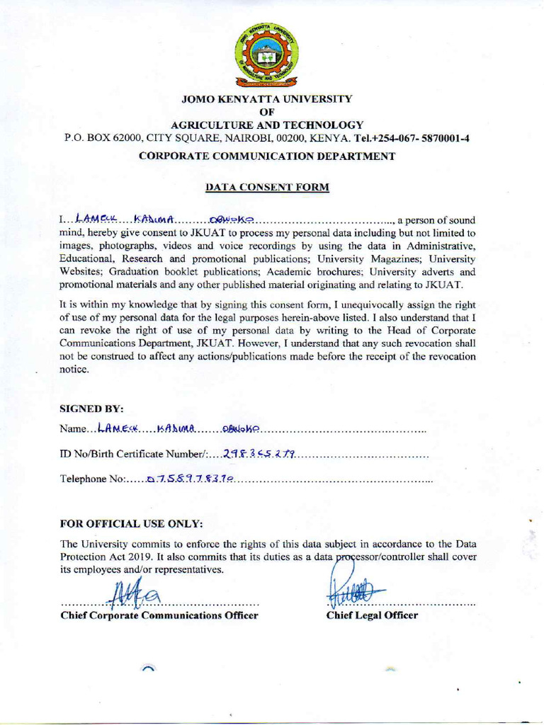 Data Consent Form Lamech15 | PDF
