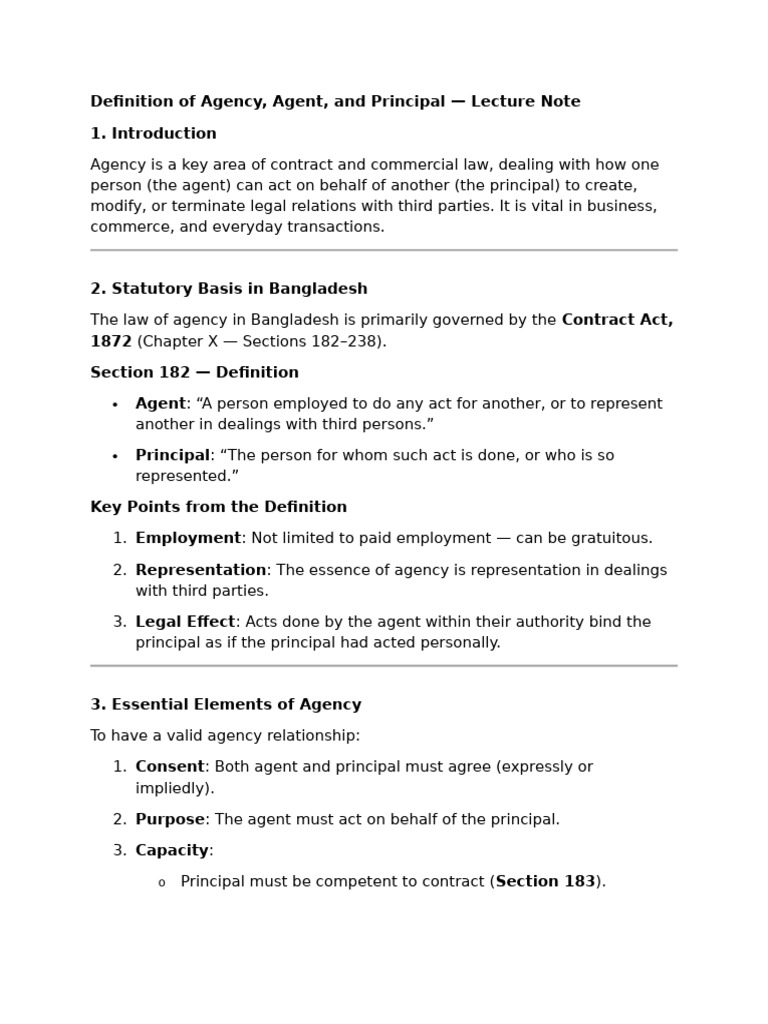 Definition of Agency | PDF | Law Of Agency | Legal Liability