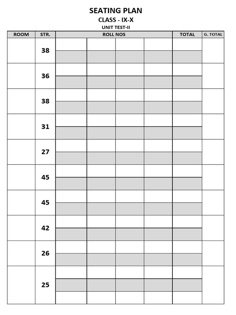 Seating Plan - Unit-2, Ix-X | PDF
