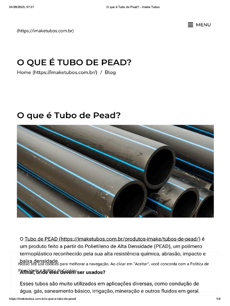Tubos de PEAD: Tipos e Aplicações | PDF