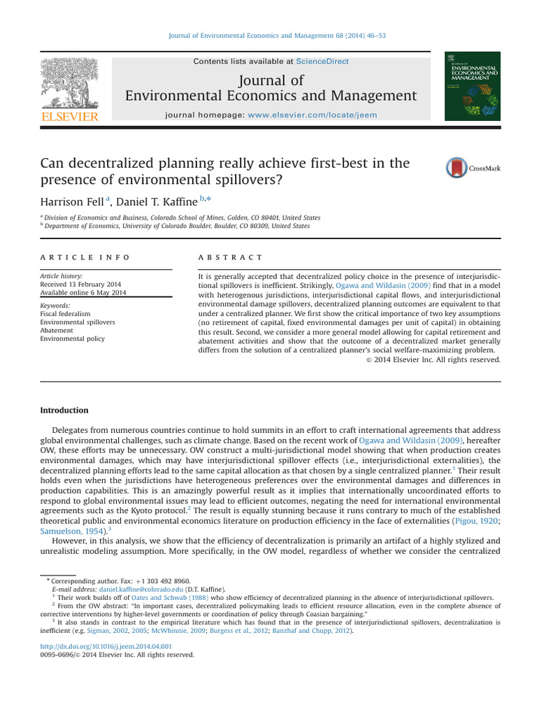 Can Decentralized Planning Really Achieve First-Best in The Presence of ...