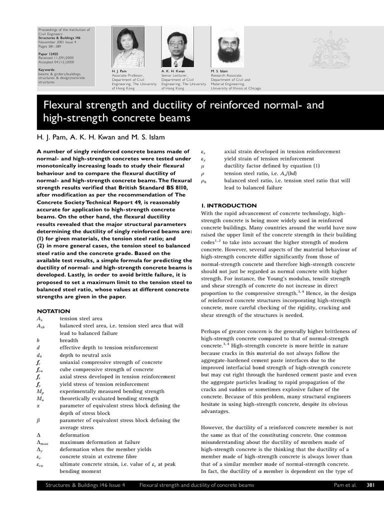 Flexural Strength and Ductility of Reinf | PDF | Strength Of Materials ...