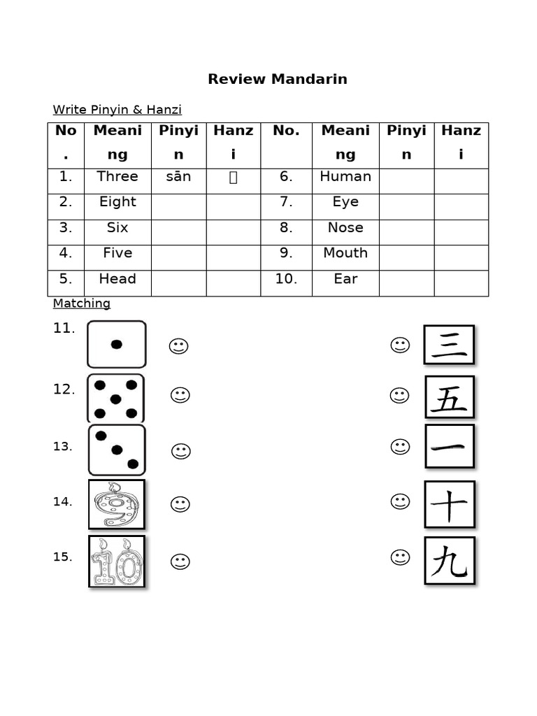 Mandarin Vocabulary: Pinyin & Hanzi Guide | PDF