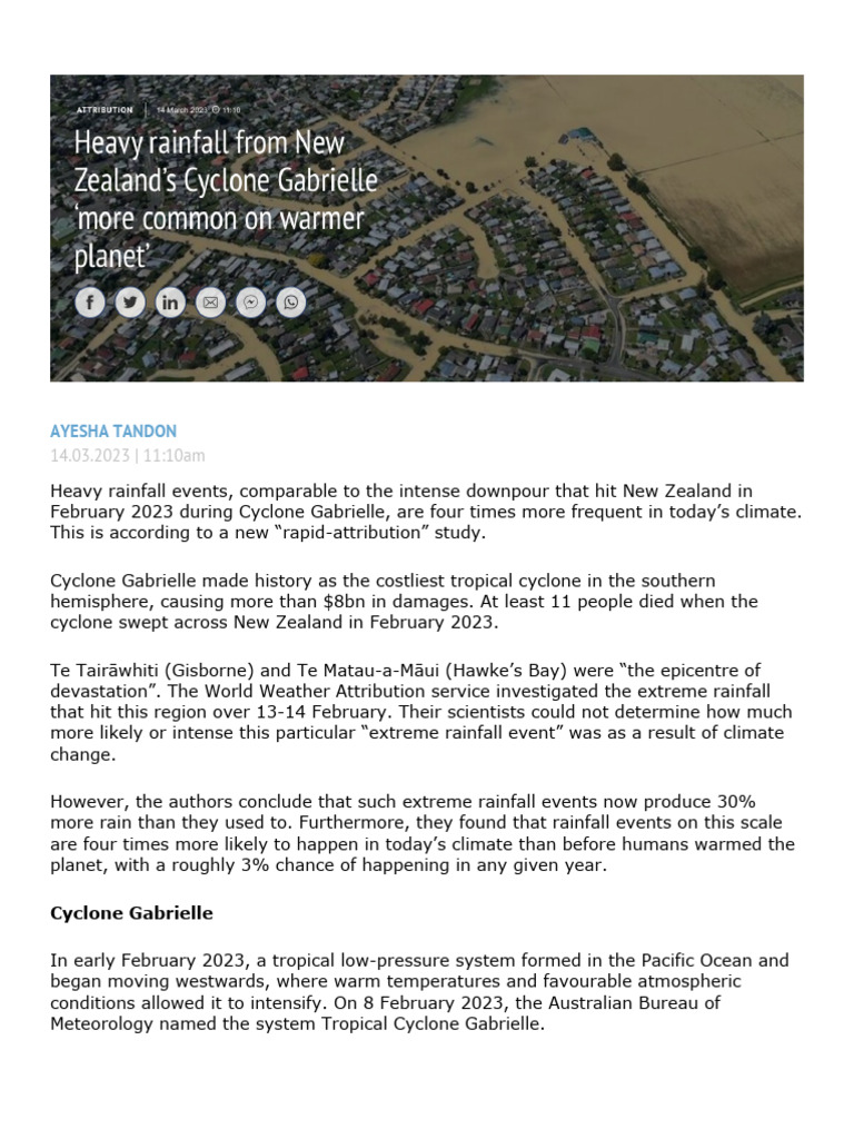 Cyclone Gabrielle: Extreme Rainfall Impact | PDF | Tropical Cyclones | Rain