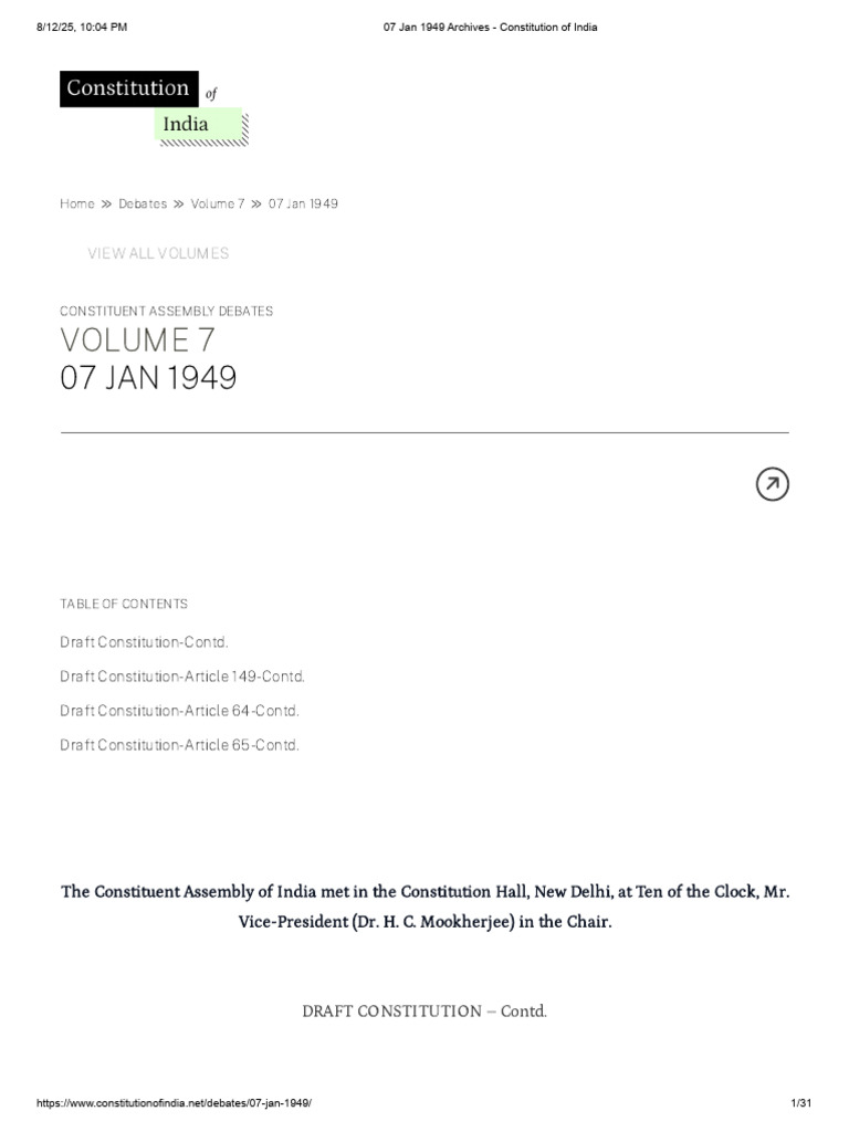 07 Jan 1949 Volume 7 Constitution Assembly Debates | PDF
