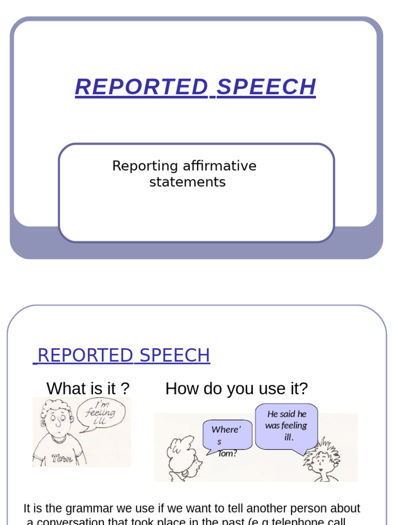 Reported Speech | PDF | Grammatical Tense | Linguistics