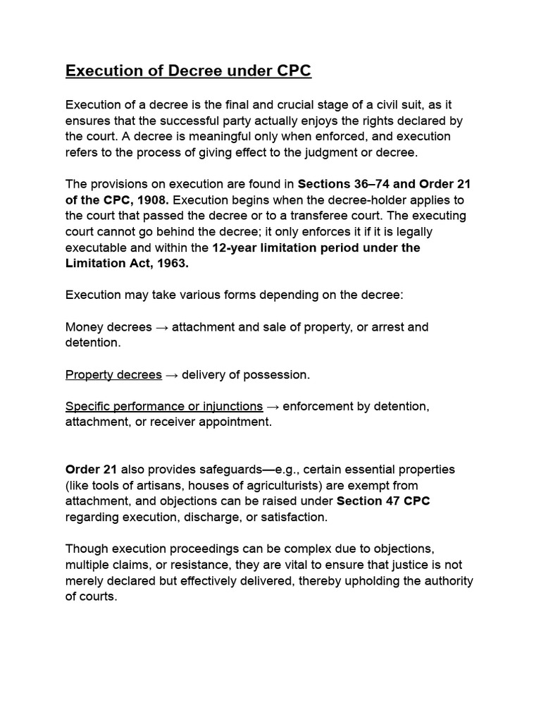 Execution of Decree | PDF