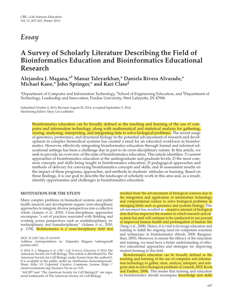 Magana Et Al 2017 A Survey of Scholarly Literature Describing The Field ...