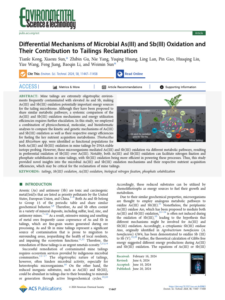 Microbial As(III) and Sb(III) Oxidation Mechanisms | PDF | Arsenic | Ore