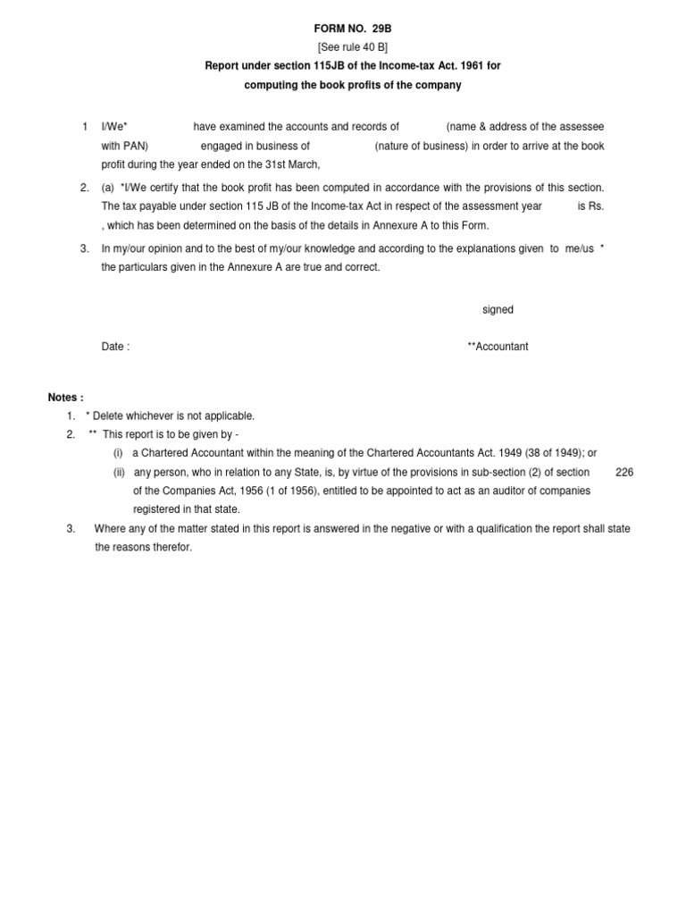 Form 29B: Book Profit Report | PDF | Income Tax | Income Statement